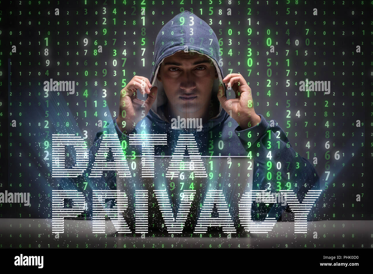 Data Privacy Concept With Hacker Stealing Personal Information Stock