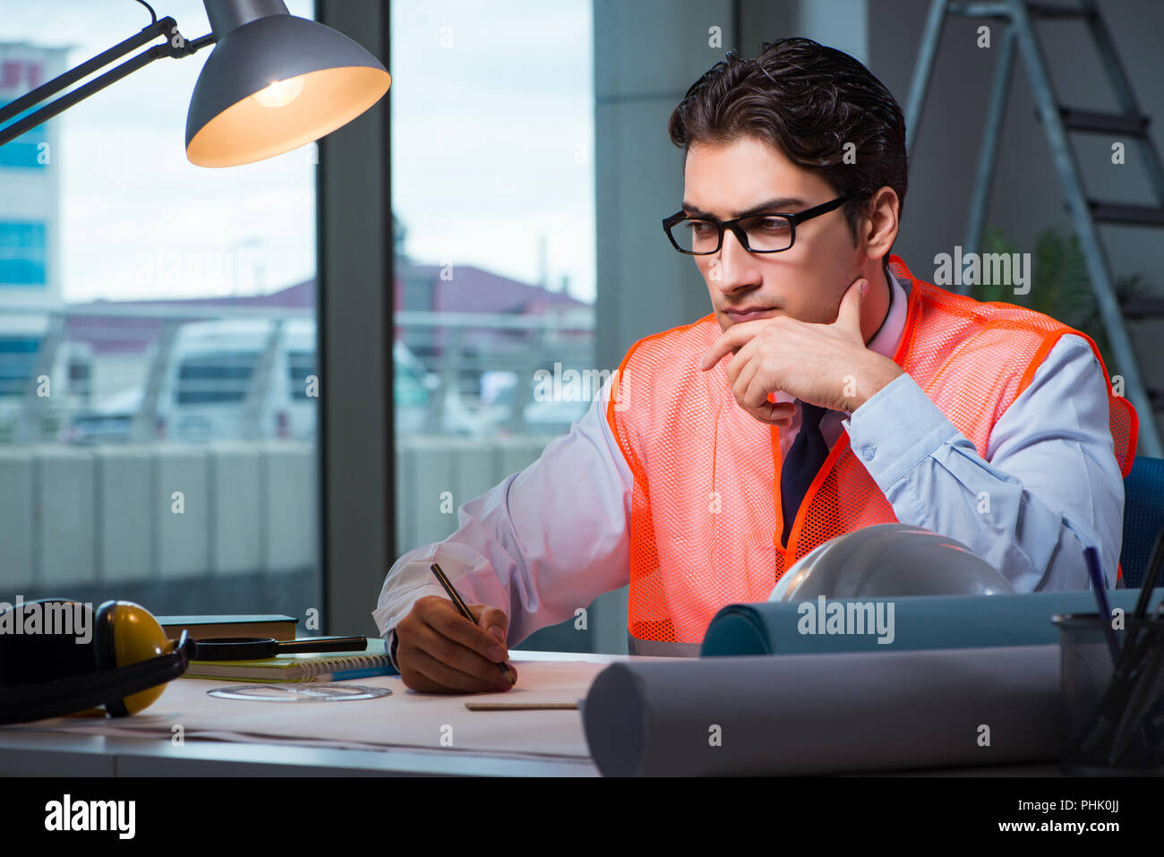 Concerned construction worker blue hi-res stock photography and images ...