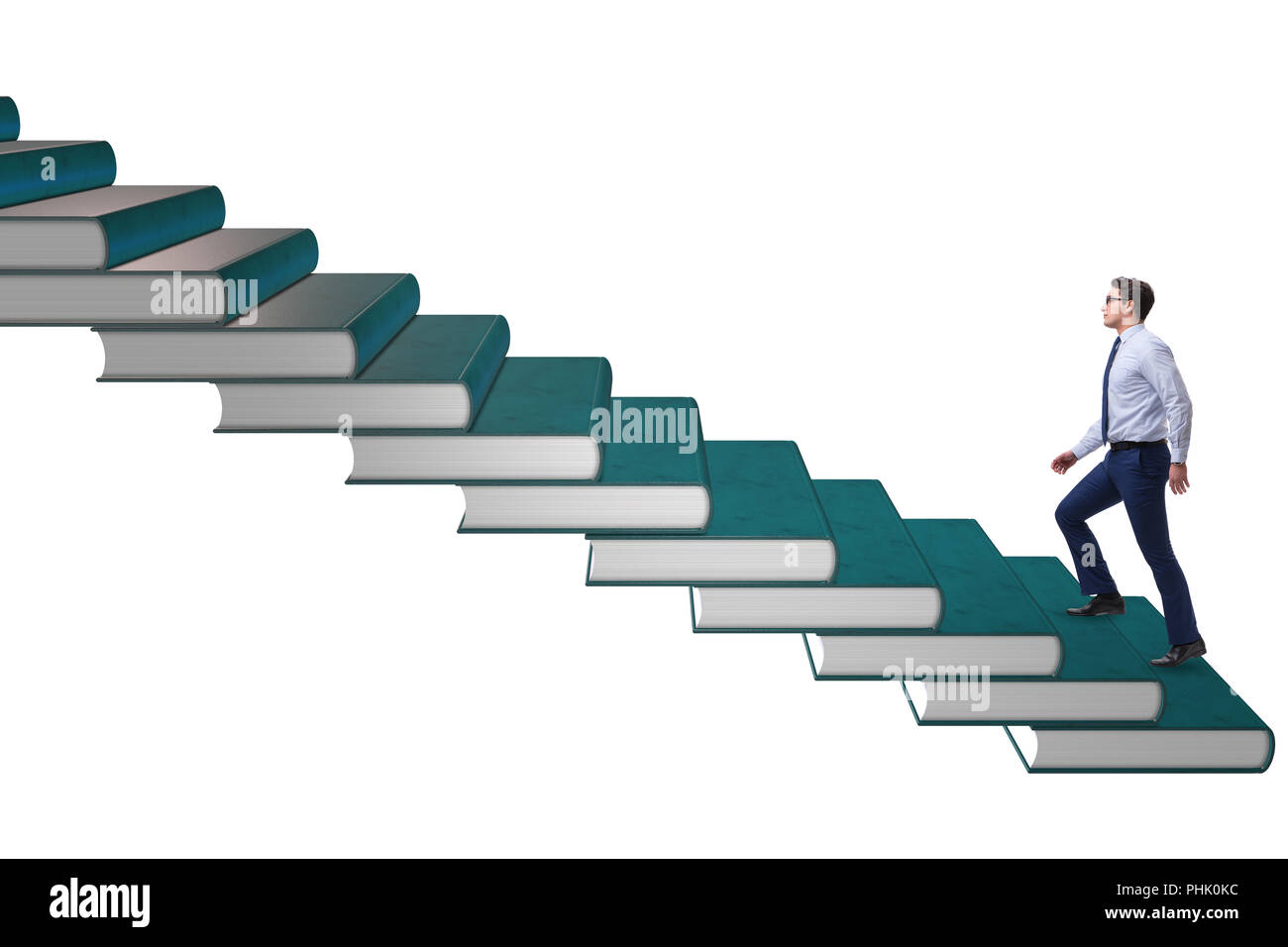 Businessman student climbing the ladder of education books Stock Photo ...