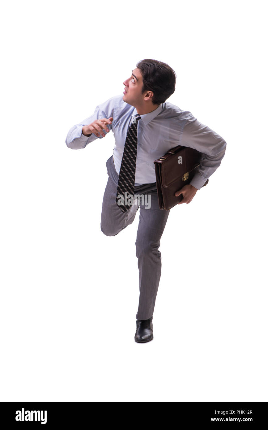 Business man running scared Cut Out Stock Images & Pictures - Alamy