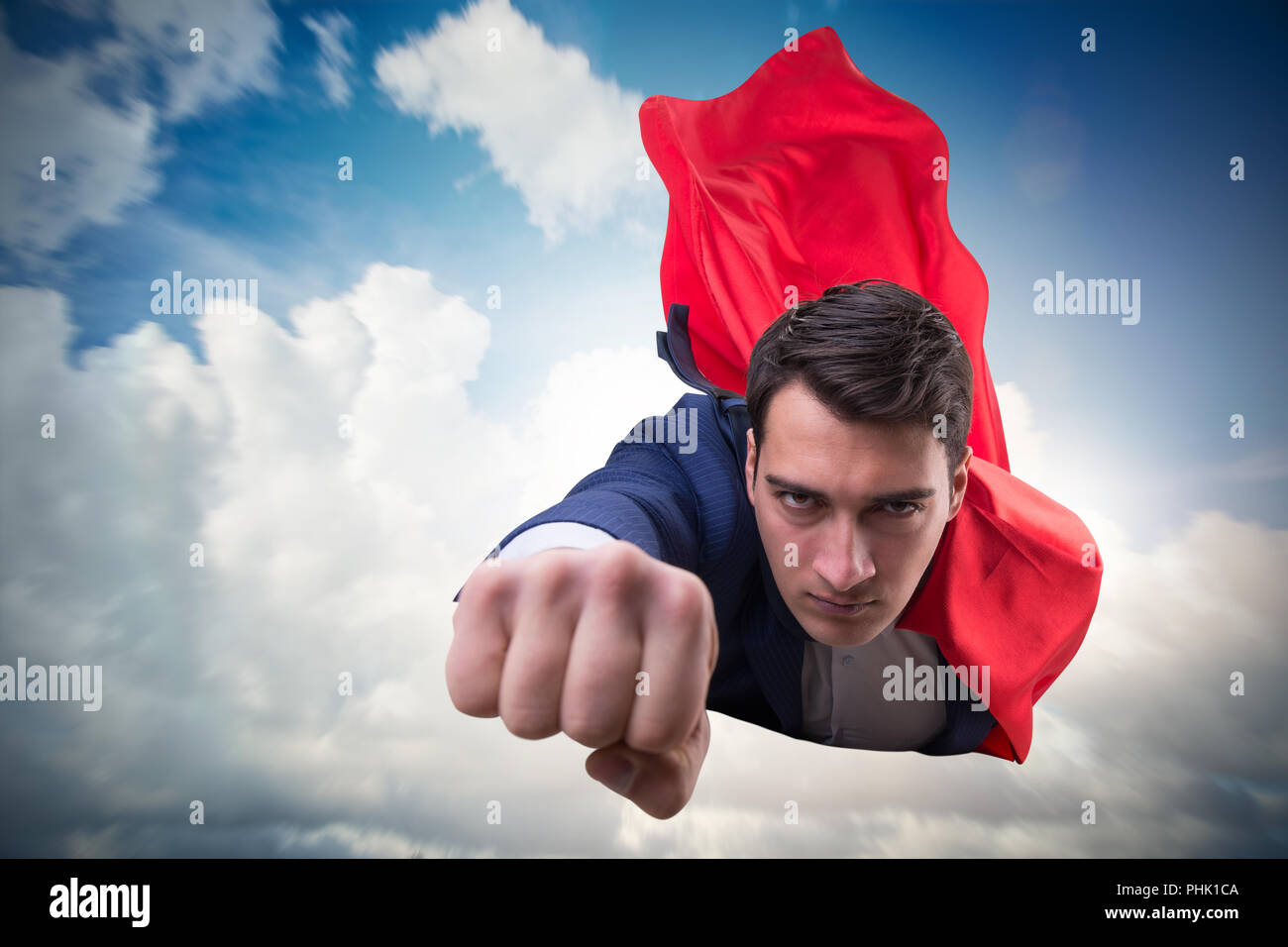 Super hero flying over city hi-res stock photography and images - Alamy