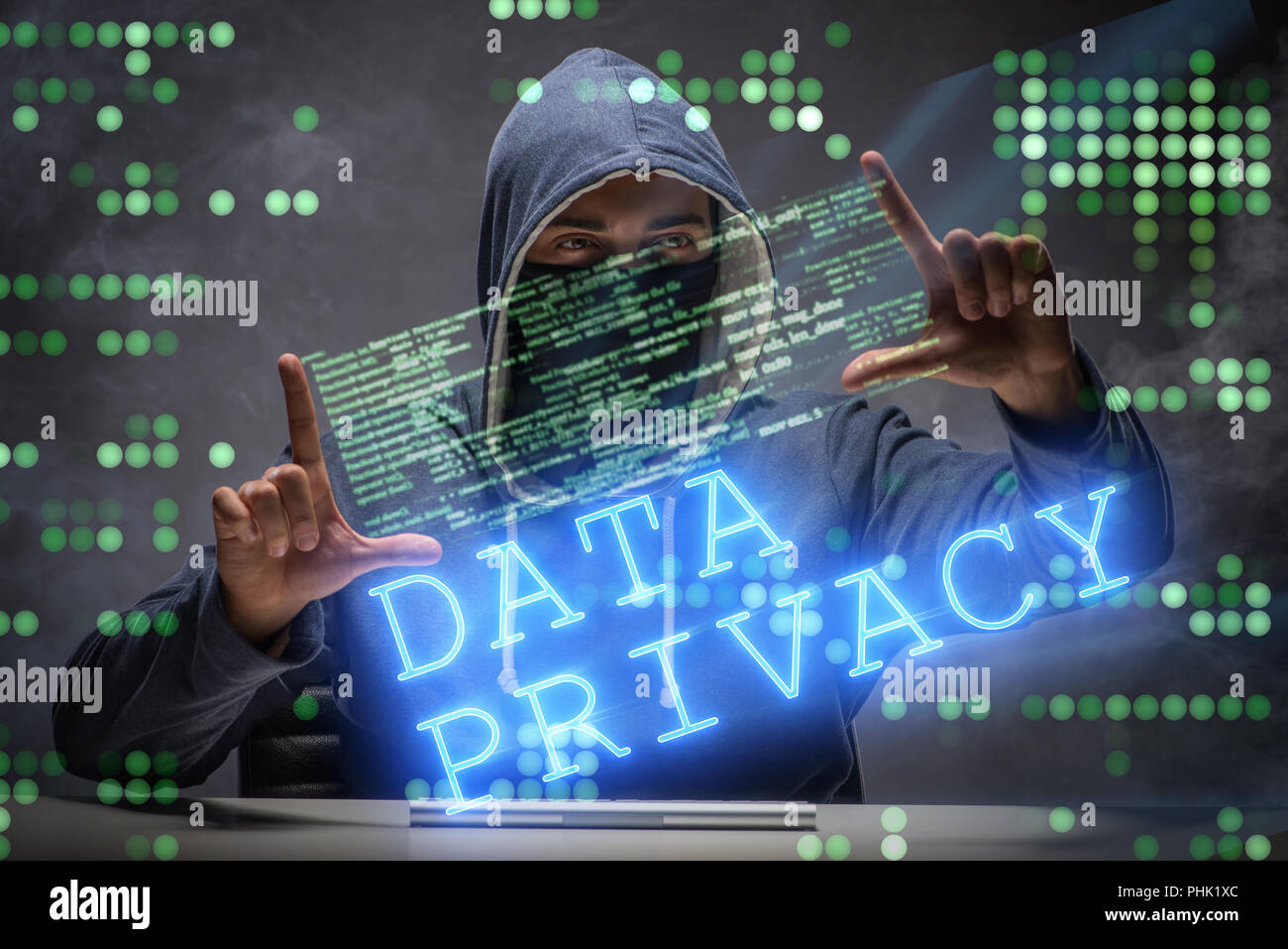 Data privacy concept with hacker stealing personal information Stock ...