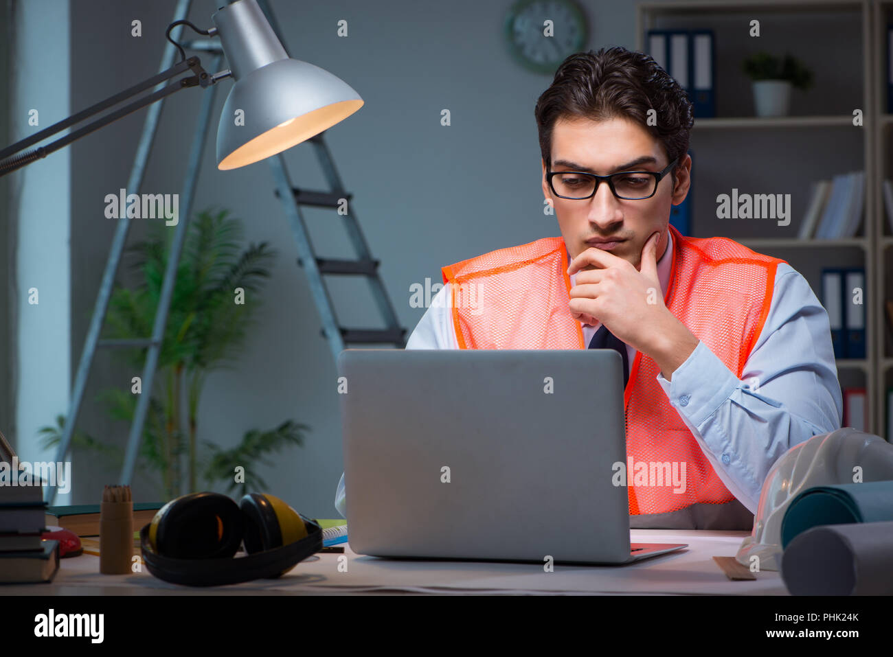 Concerned construction worker blue hi-res stock photography and images ...