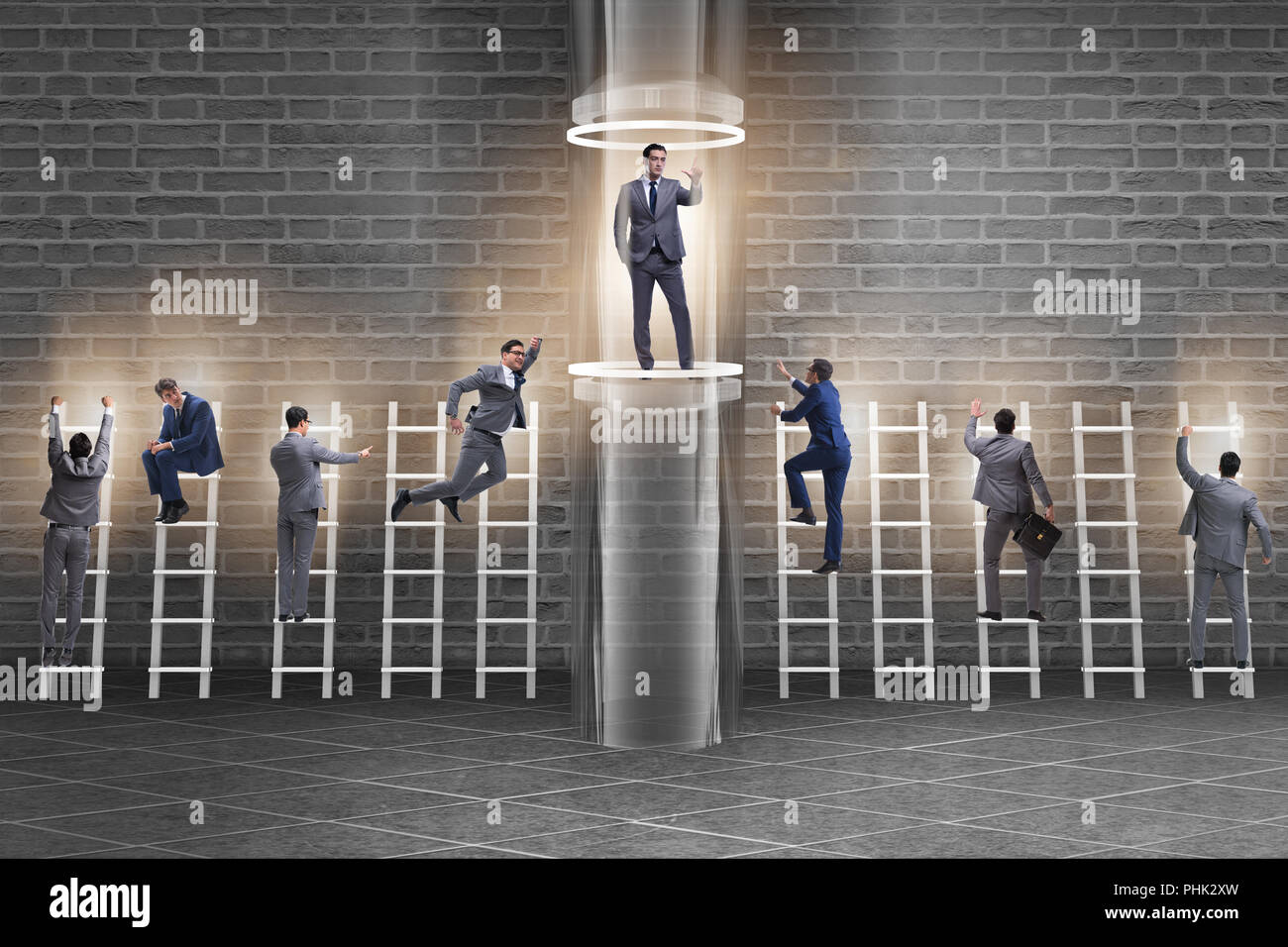 Businessmen in accelerated and fast promotion concept Stock Photo - Alamy