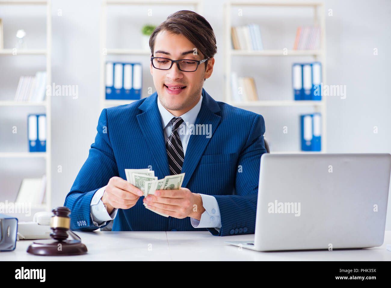 Lawyer receiving money as bribe hi-res stock photography and images - Alamy
