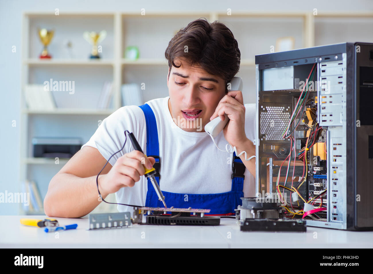 Computer hardware repair and fixing concept by experienced techn Stock ...