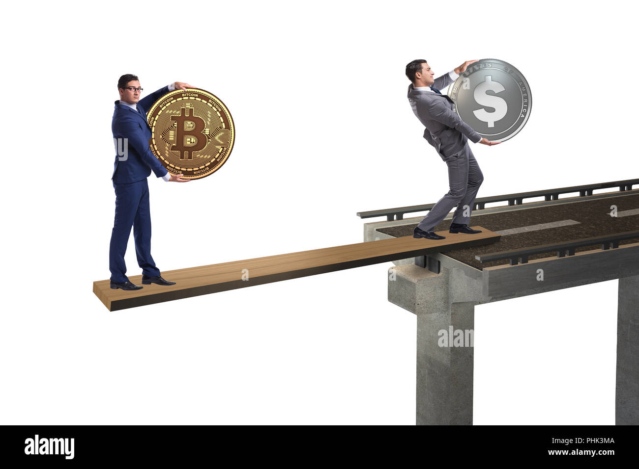 Interdependency concept with two currencies Stock Photo - Alamy