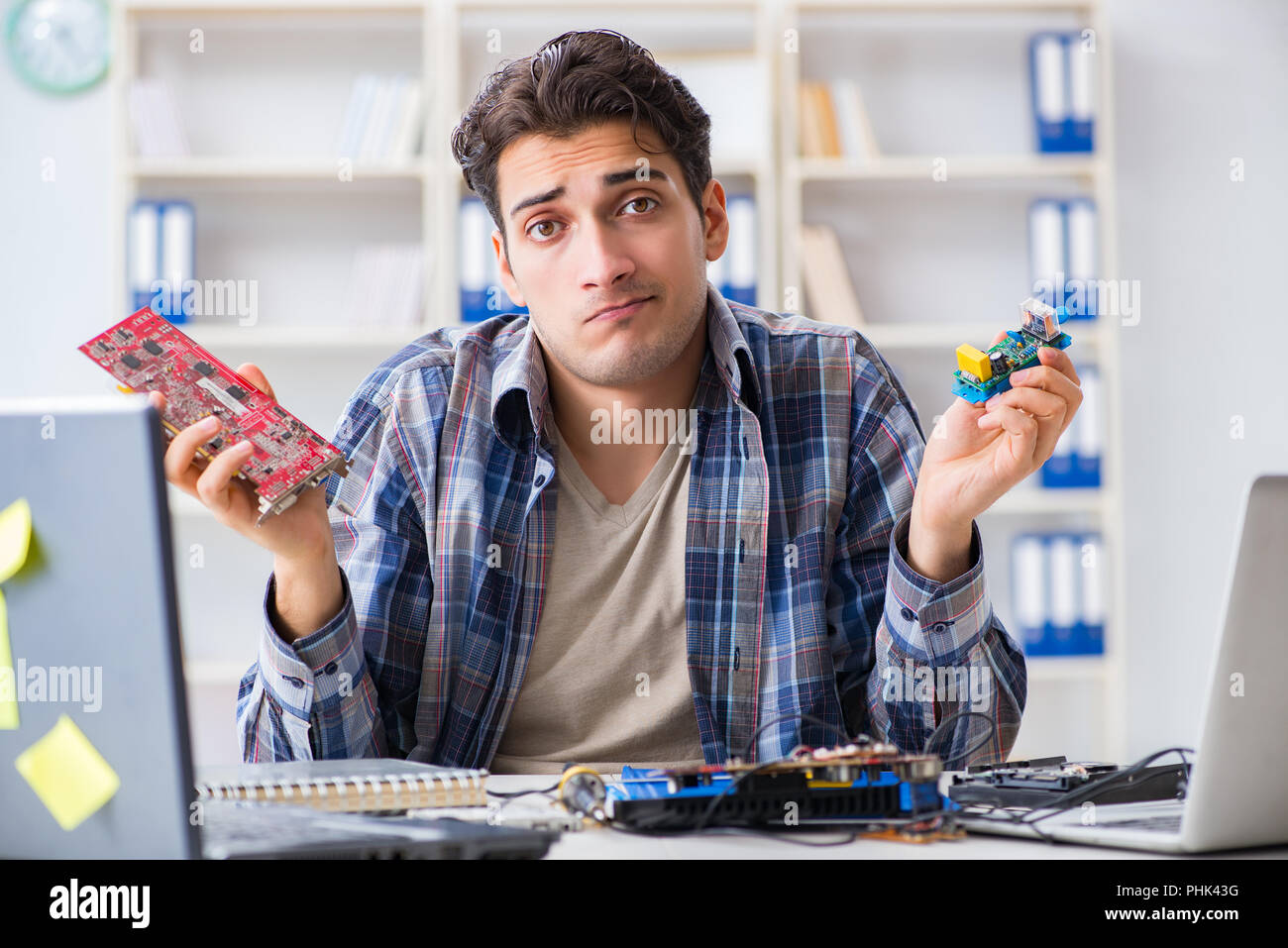 Computer hardware repair and fixing concept by experienced techn Stock ...