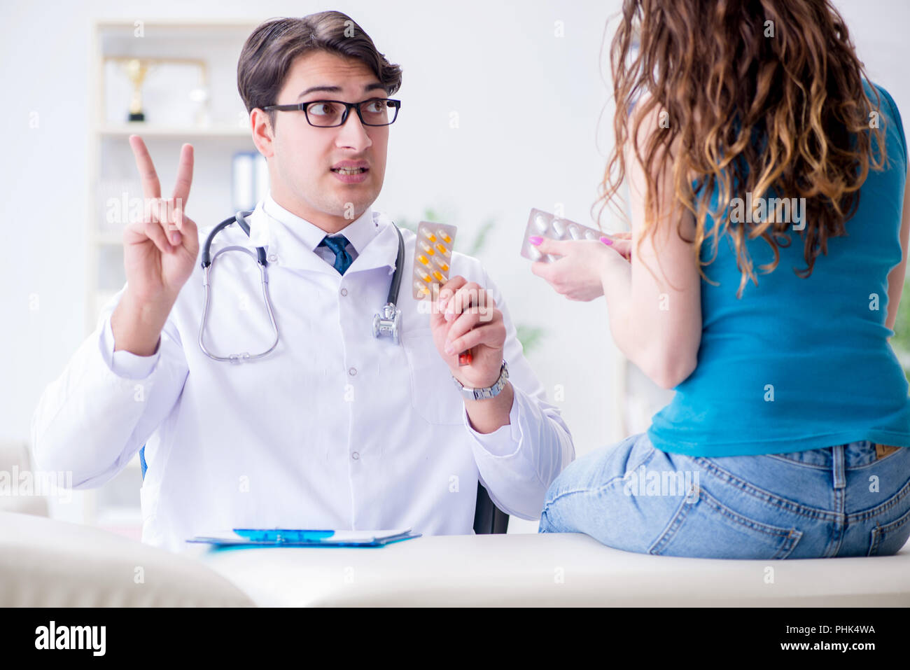 Patient visiting doctor for annual regular check-up in hospital Stock ...