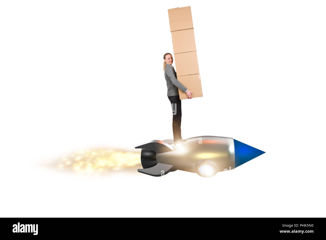 Woman in delivery service isolated on white background Stock Photo - Alamy