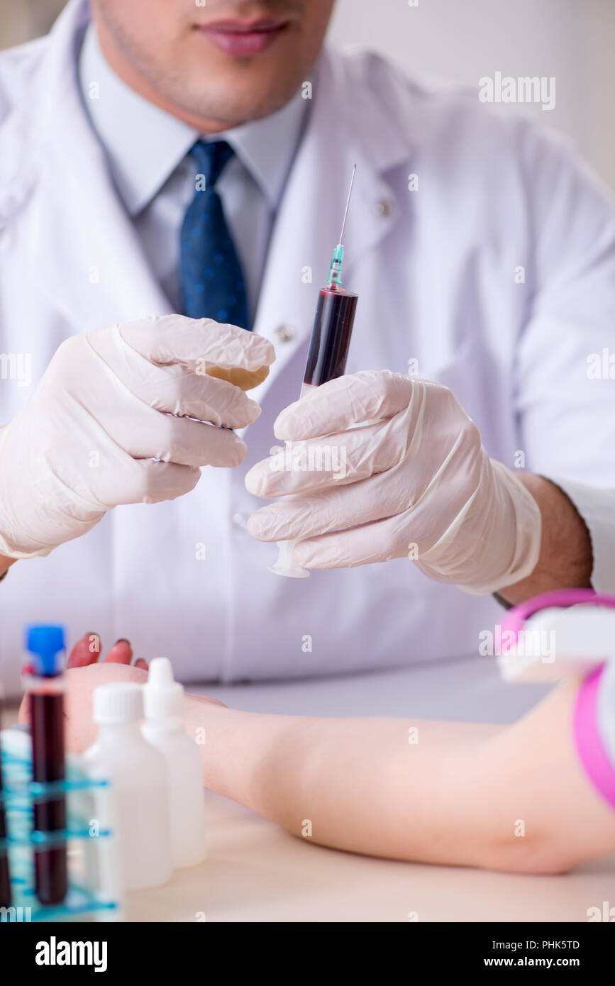 Patient during blood test sampling procedure taken for analysis Stock ...