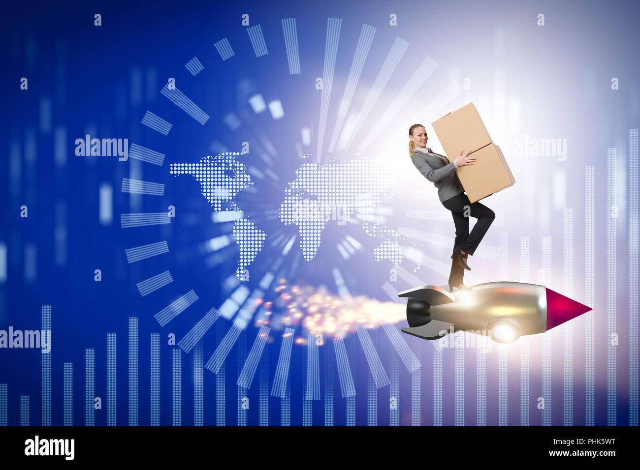 Woman in worldwide global delivery service Stock Photo - Alamy