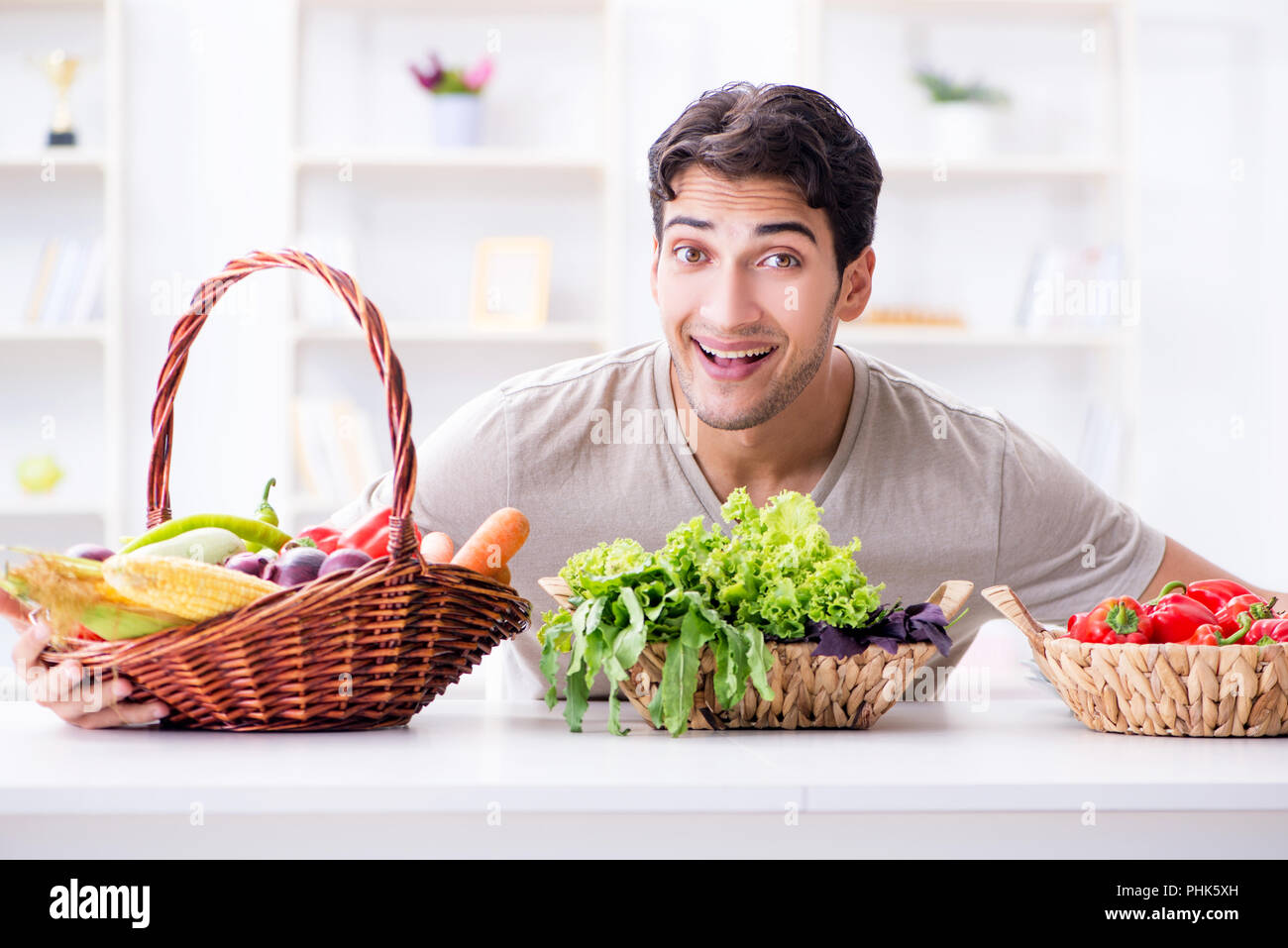 Young man in healthy eating and dieting concept Stock Photo - Alamy
