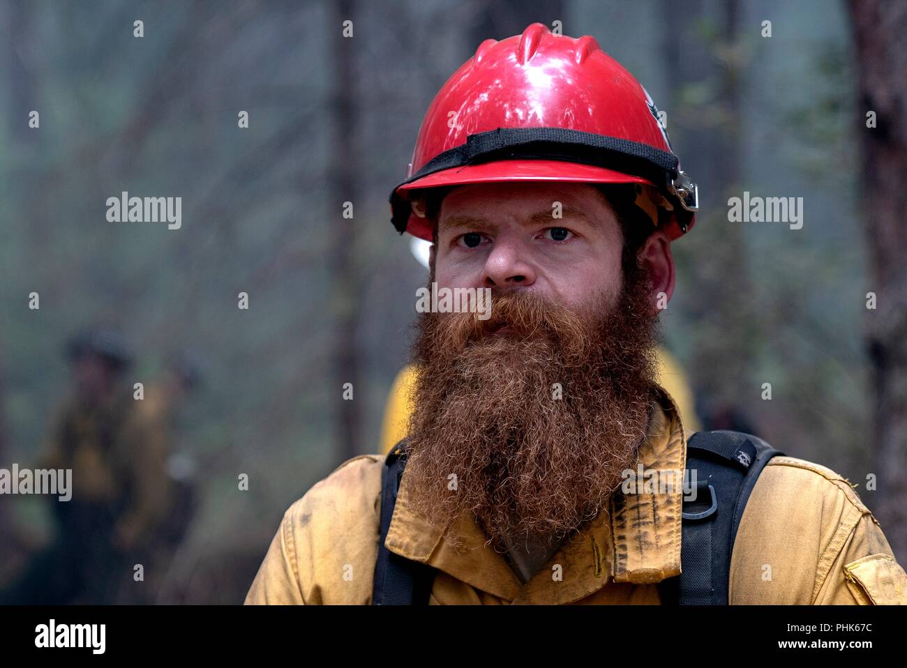 A backcountry wildfire firefighter hike during operations battling the ...