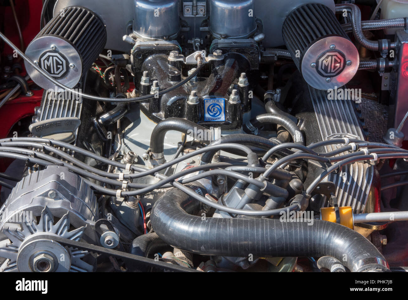 a british leyland MG sports car V6 engine or motor Stock Photo - Alamy