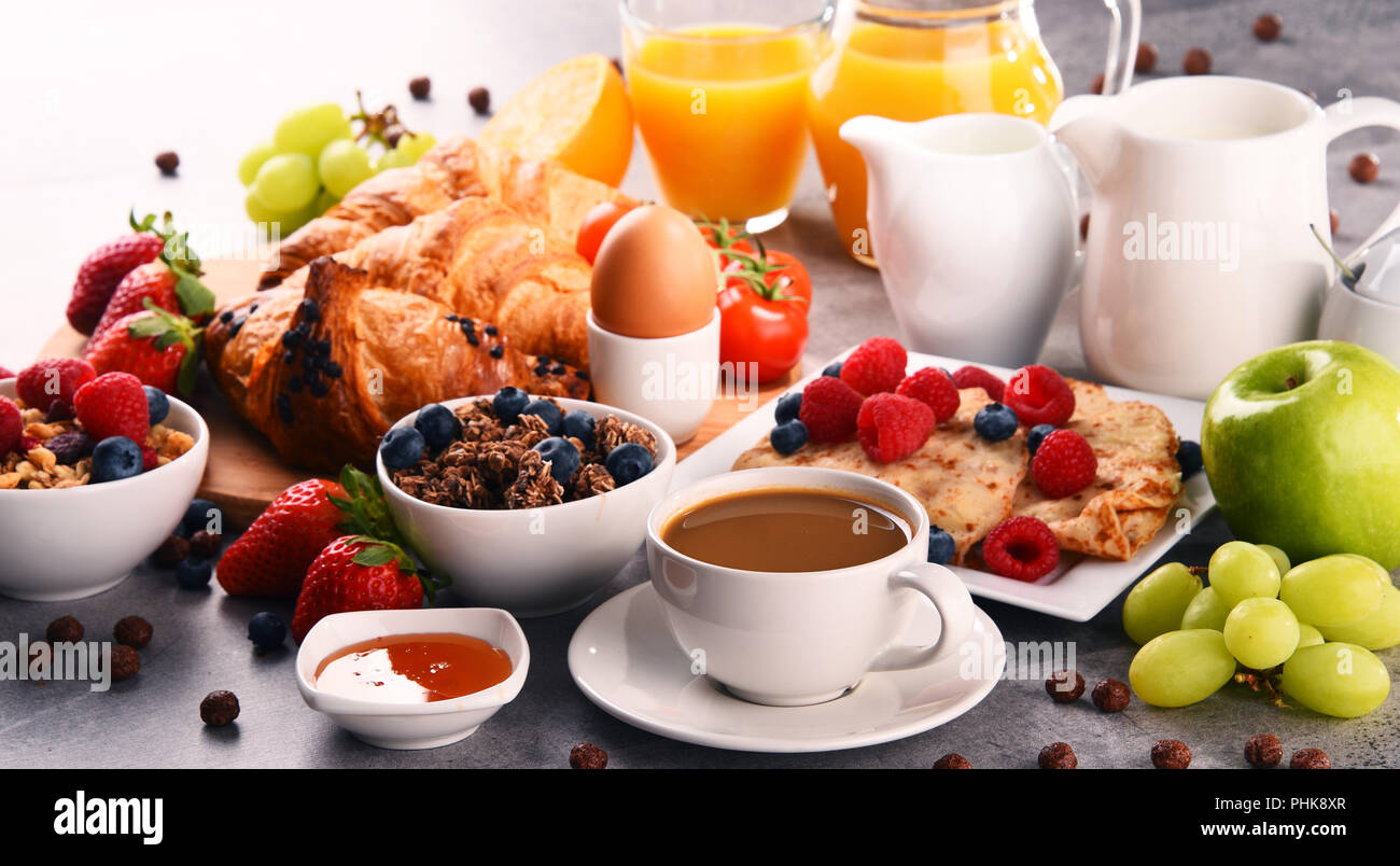 Breakfast served with coffee Stock Photo - Alamy