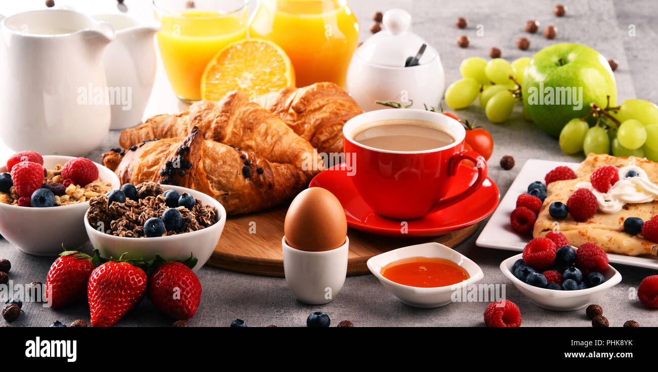 Breakfast served with coffee Stock Photo - Alamy