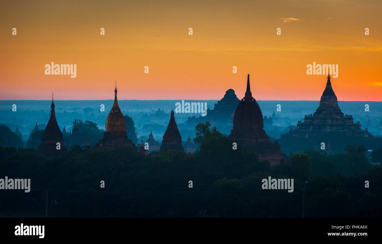 Sunrise over ancient Bagan, Myanmar Stock Photo - Alamy