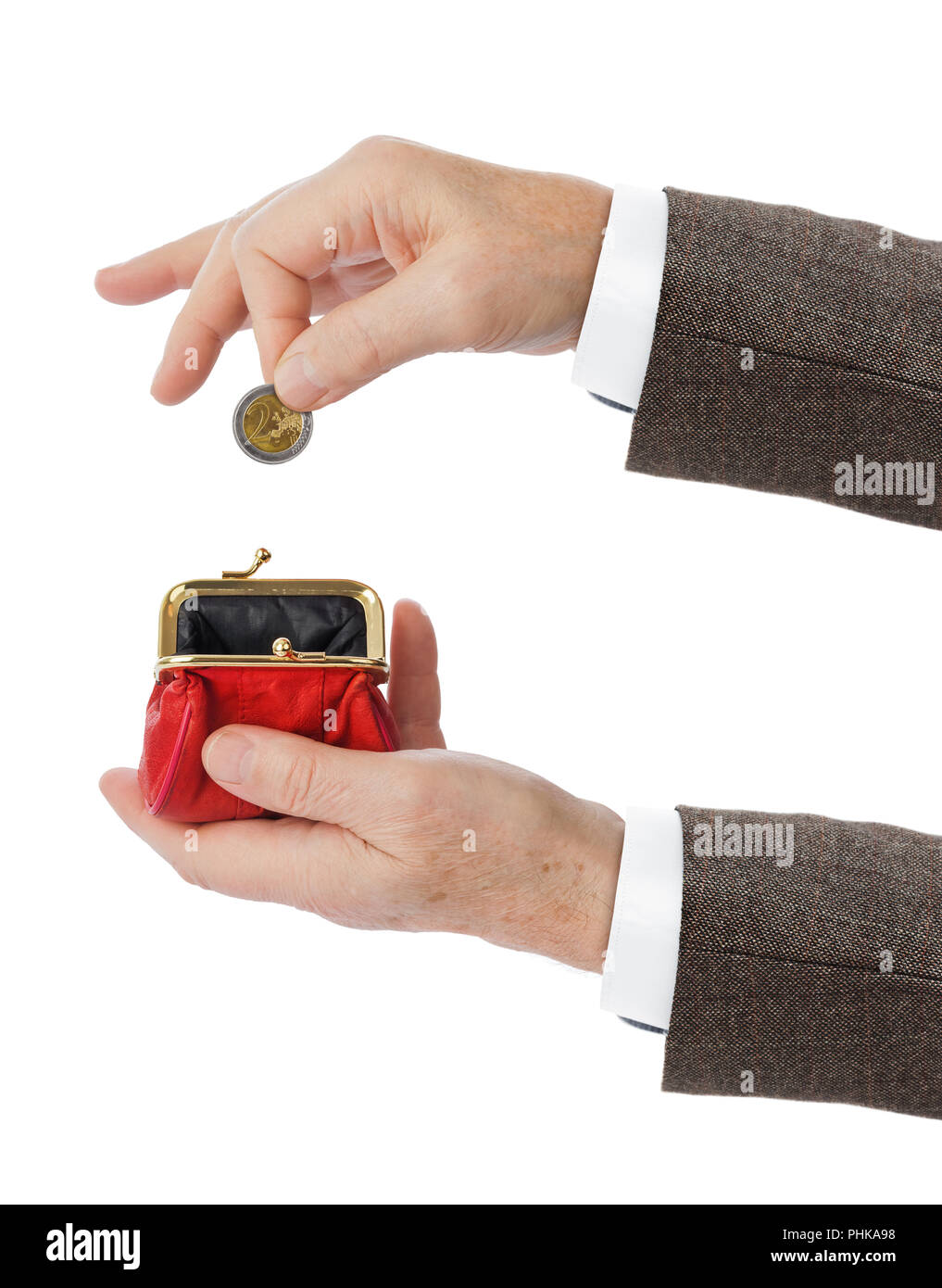 Hands and purse Stock Photo - Alamy