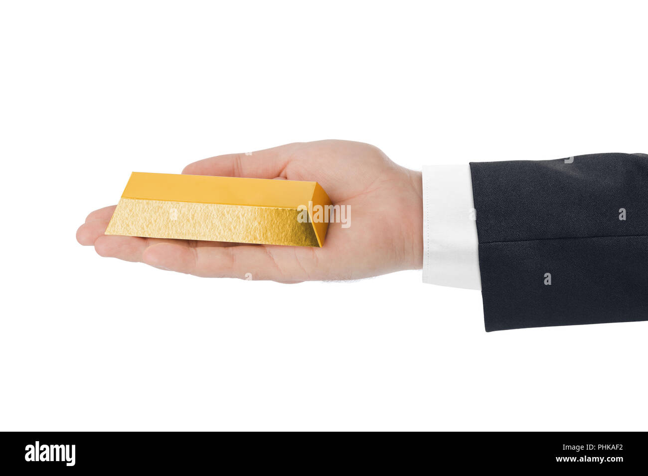 Hand with gold bar Stock Photo - Alamy