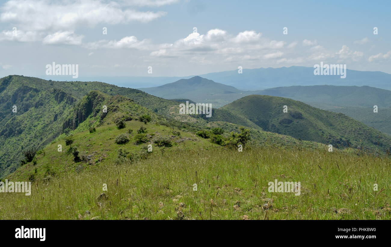 Mountain Range against a blue sky, Oloroka Mountain Range, Rift Valley ...