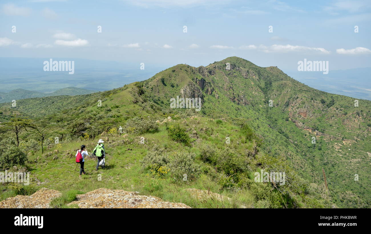 Mountain Range against a blue sky, Oloroka Mountain Range, Rift Valley ...