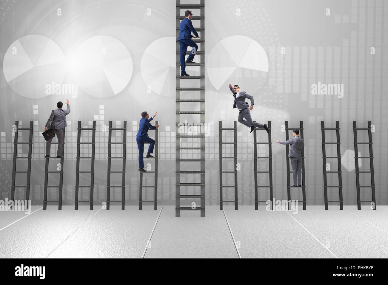 Competition concept with businessman beating competitors Stock Photo ...