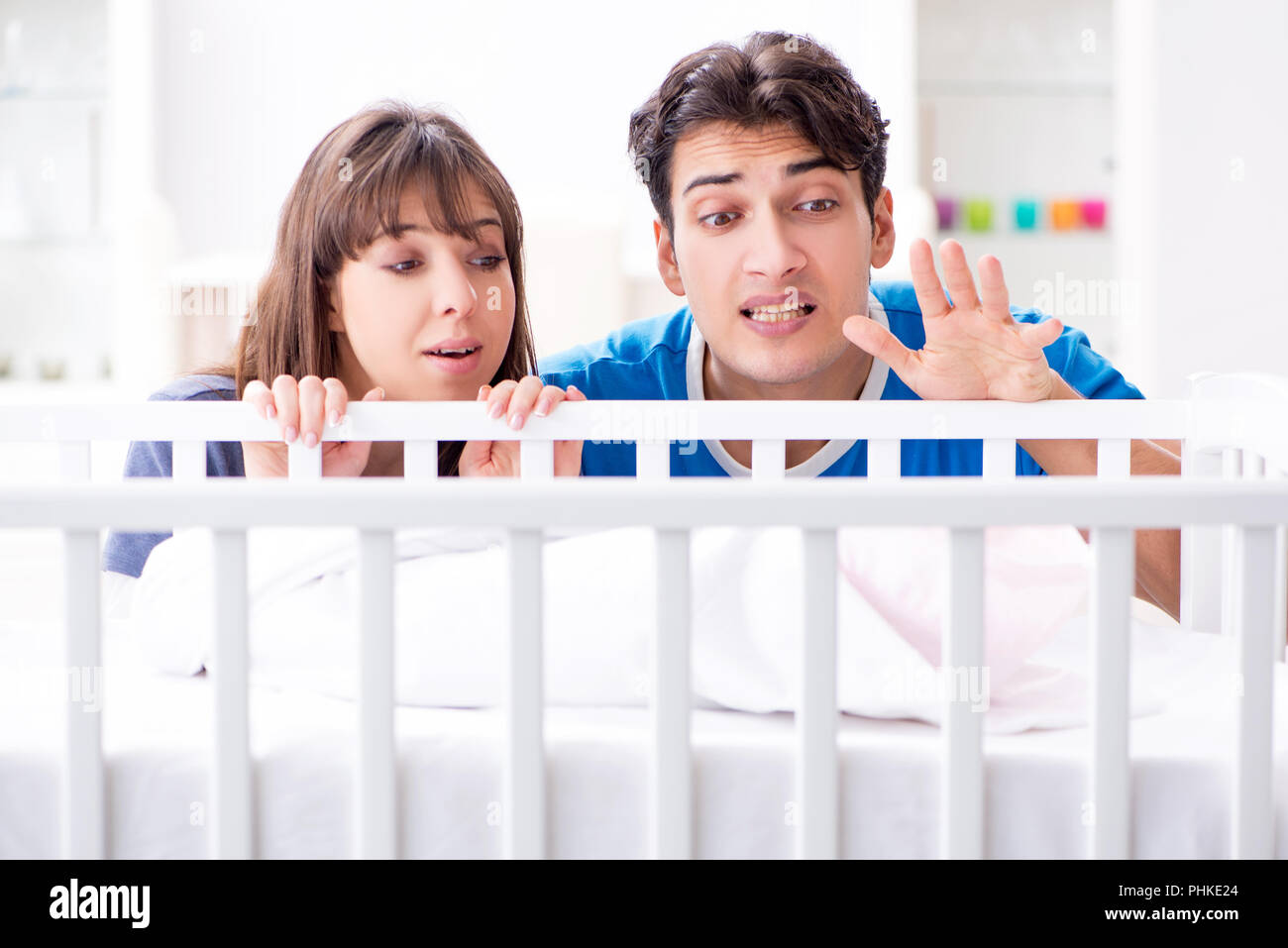 Crying baby stressed parents hi-res stock photography and images - Alamy