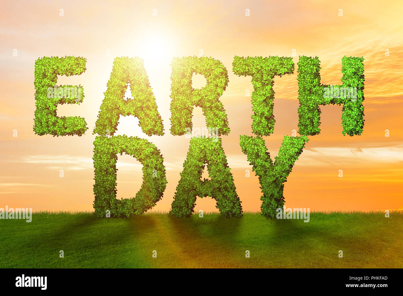 Earth day concept with green letters Stock Photo - Alamy