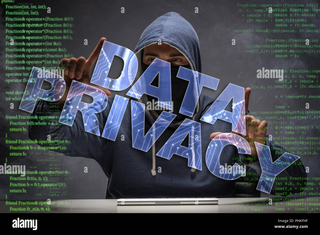 Data privacy concept with hacker stealing personal information Stock ...