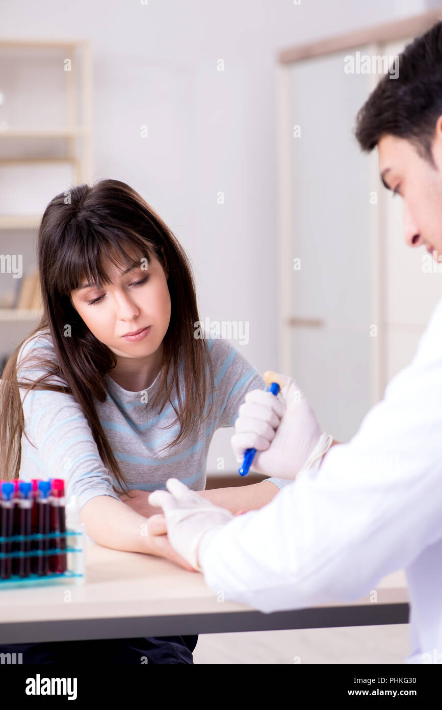 Patient during blood test sampling procedure taken for analysis Stock ...