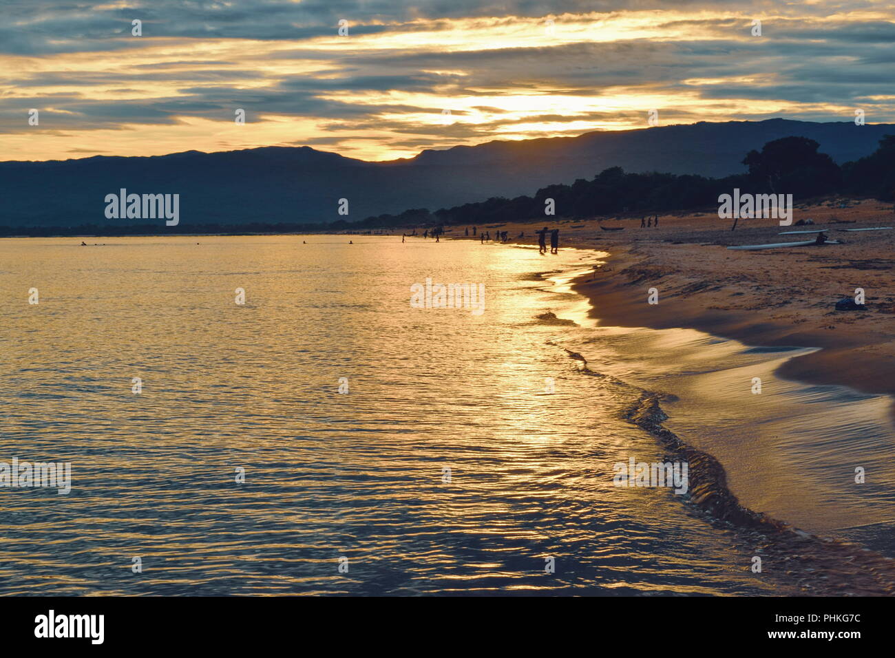 Sunset at Kande Beach, Lake Malawi, Malawi Stock Photo - Alamy