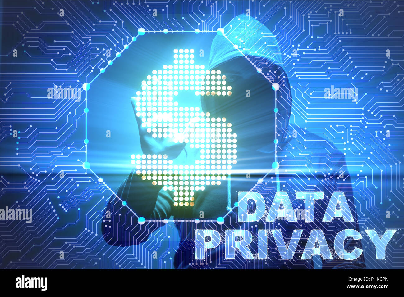 Data privacy concept with hacker stealing personal information Stock ...