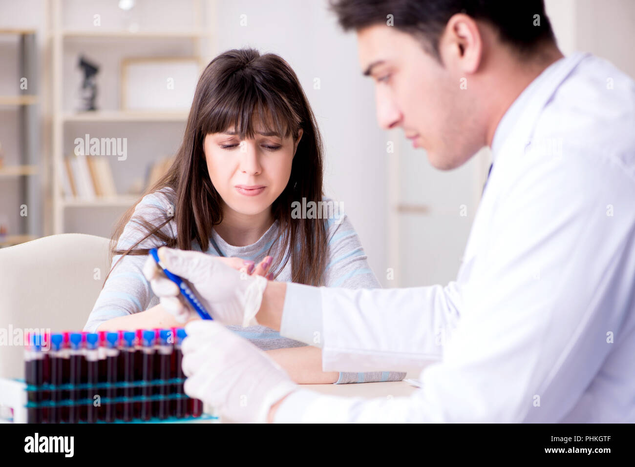 Patient during blood test sampling procedure taken for analysis Stock ...