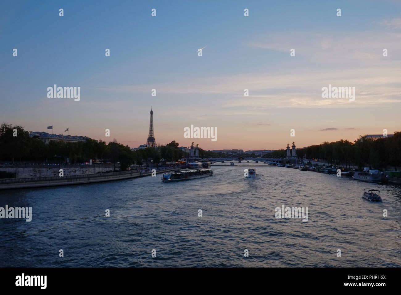 View of the River Seine with the Eiffel Tower in Paris, France Stock ...