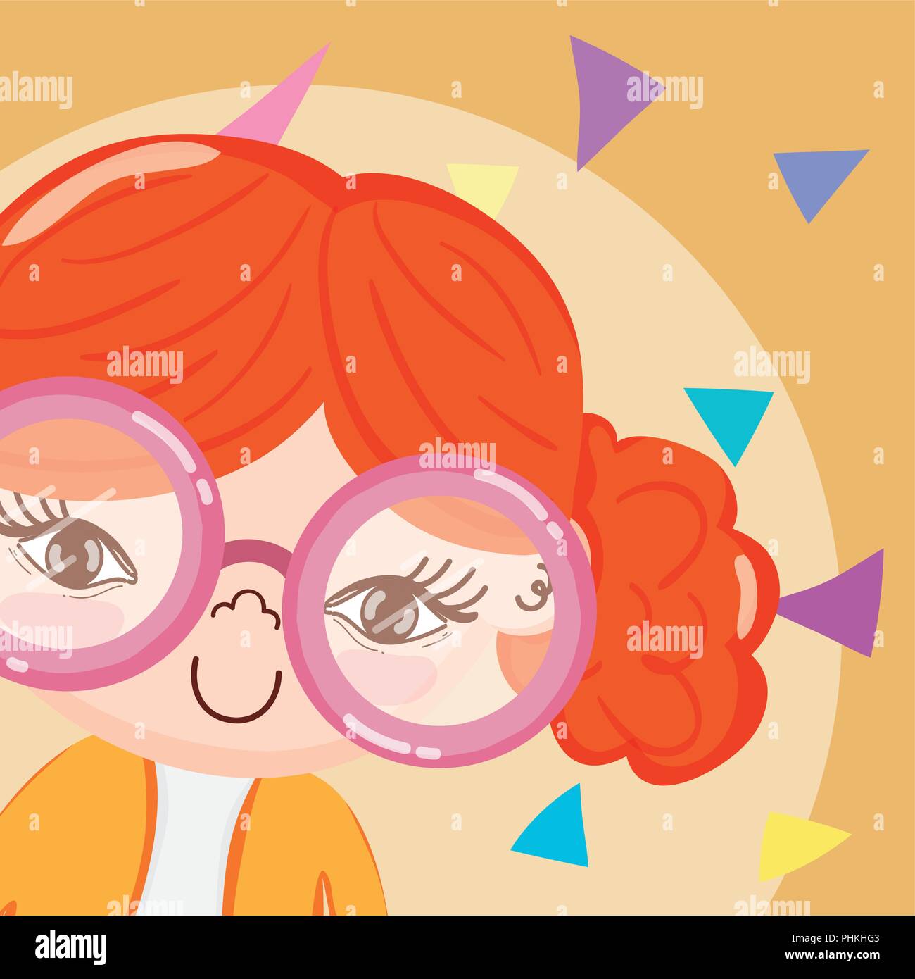 Beautiful girl with glasses cartoon vector illustration graphic design ...