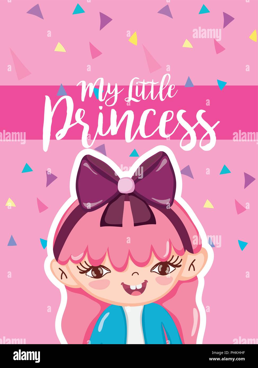 My little princess with beautiful girl cartoon vector illustration ...