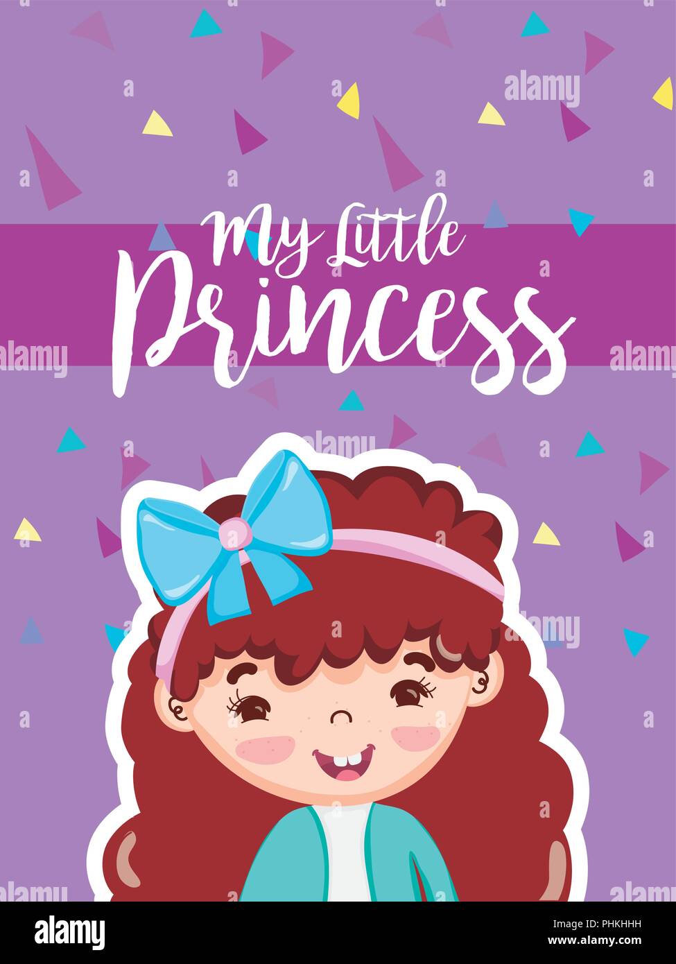 My little princess with beautiful girl cartoon vector illustration ...