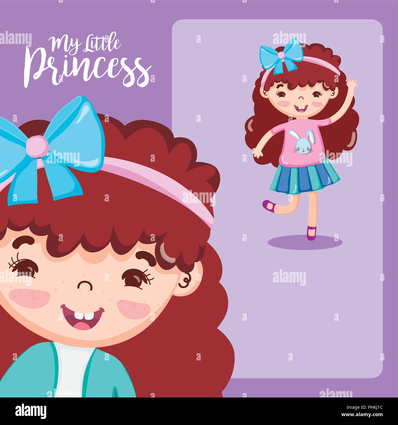 My little princess with beautiful girl cartoon vector illustration ...