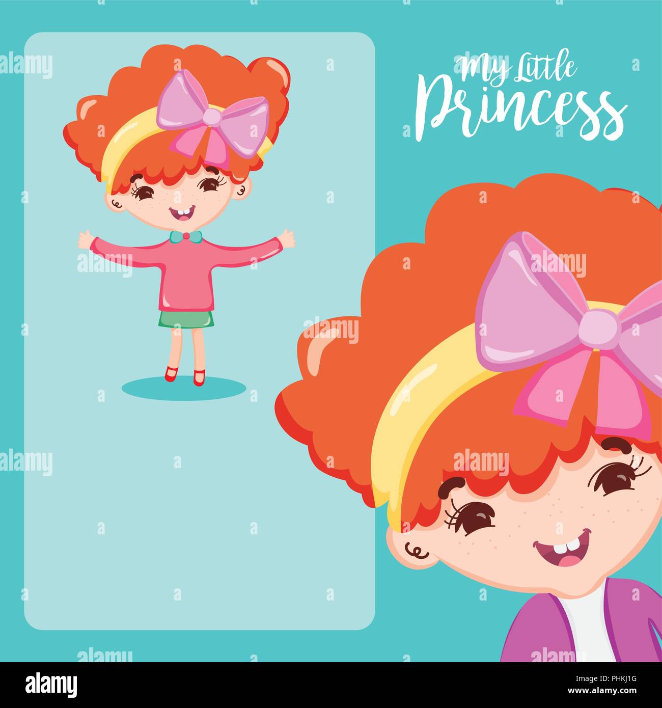 My little princess with beautiful girl cartoon vector illustration ...