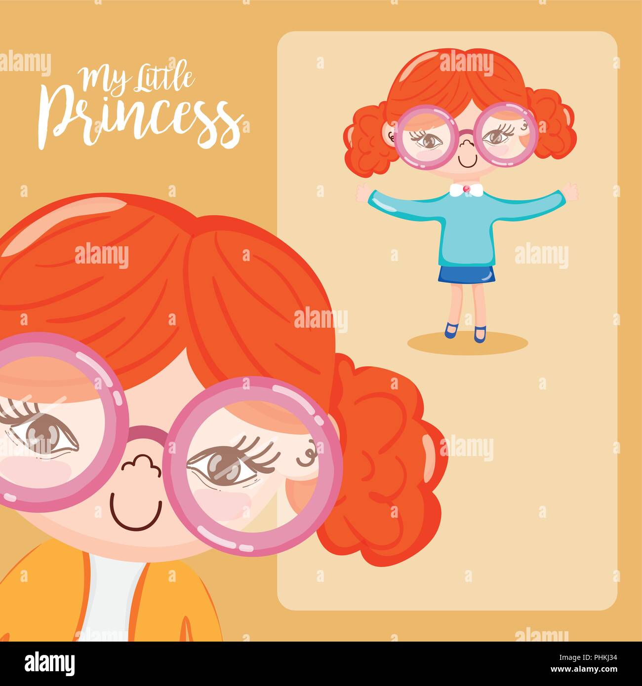 My little princess with beautiful girl cartoon vector illustration ...