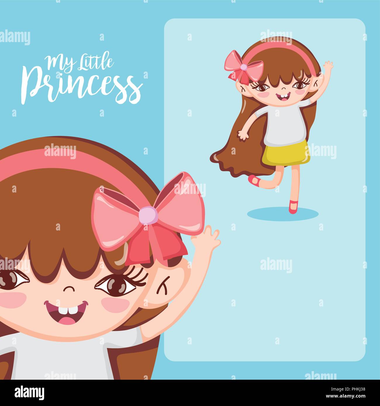 My little princess with beautiful girl cartoon vector illustration ...