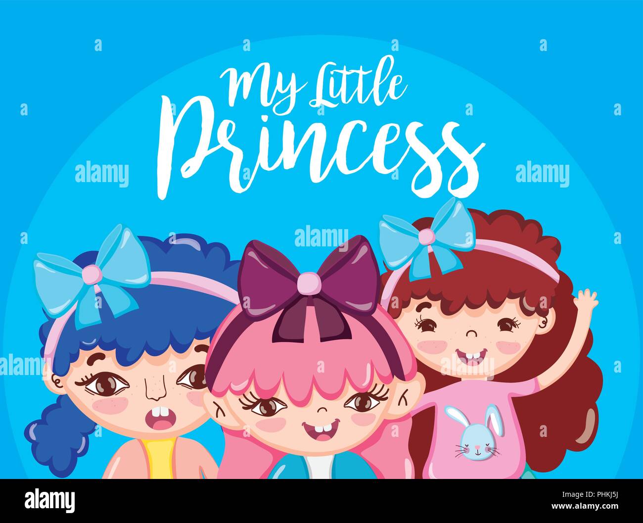 My little princess cute girls friends cartoons vector illustration ...