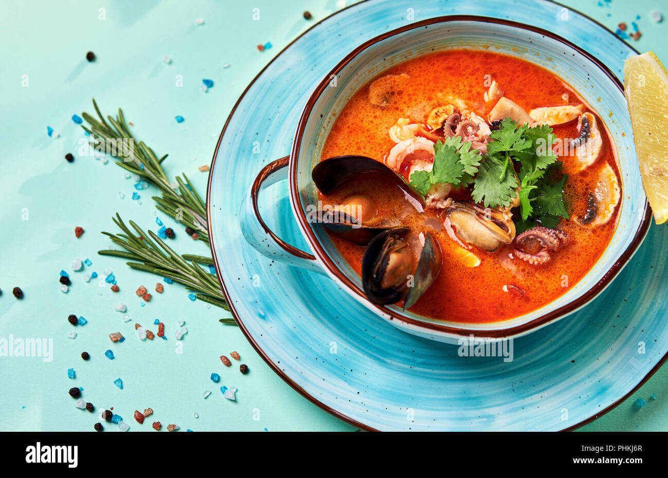 Beautiful seafood soup in hi-res stock photography and images - Alamy