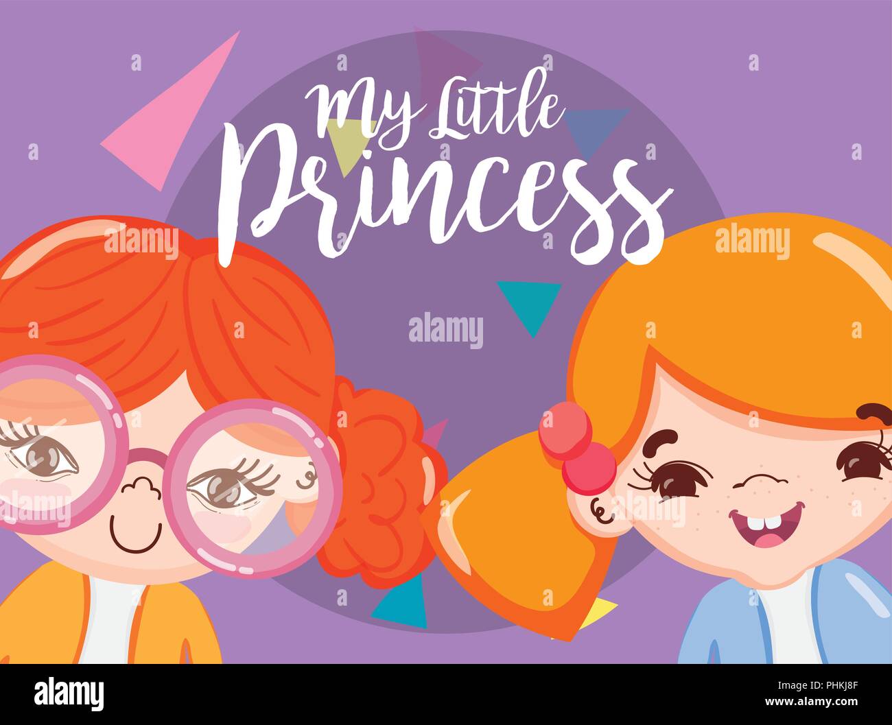 My little princess cute girls friends cartoons vector illustration ...