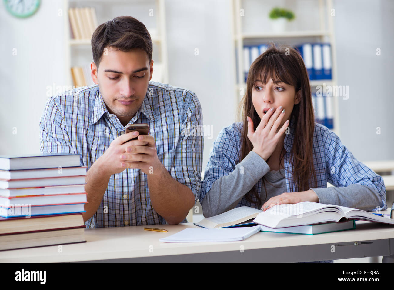 Students sitting and studying in classroom college Stock Photo - Alamy