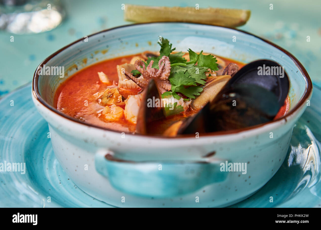 Beautiful seafood soup in hi-res stock photography and images - Alamy