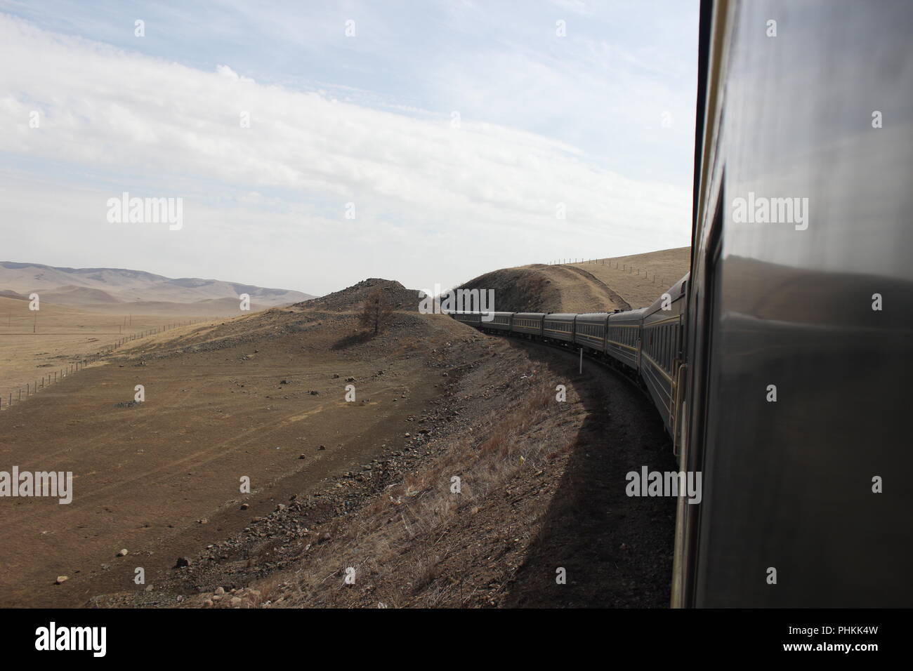 A view out of the window of the Trans-Mongolia Express - Mongolia Stock ...
