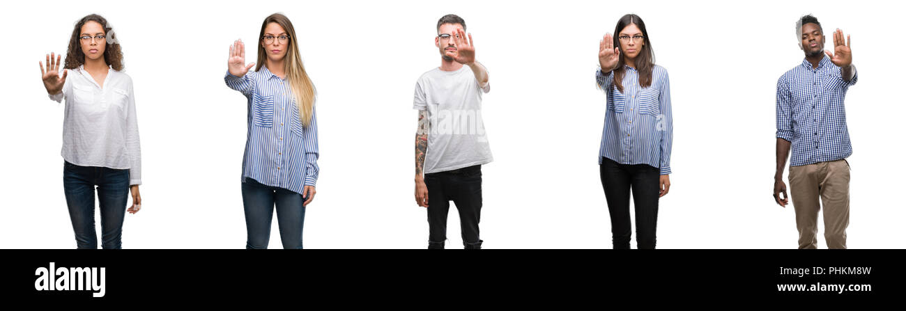 Group and team of young business people over isolated white background ...