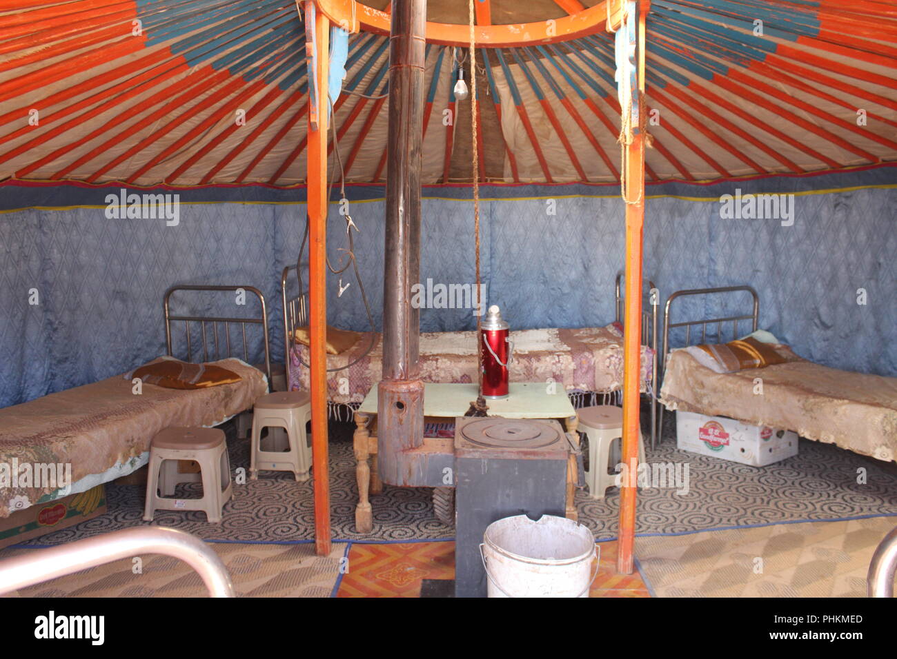Interior of a yurt or ger - Mongolia Stock Photo - Alamy